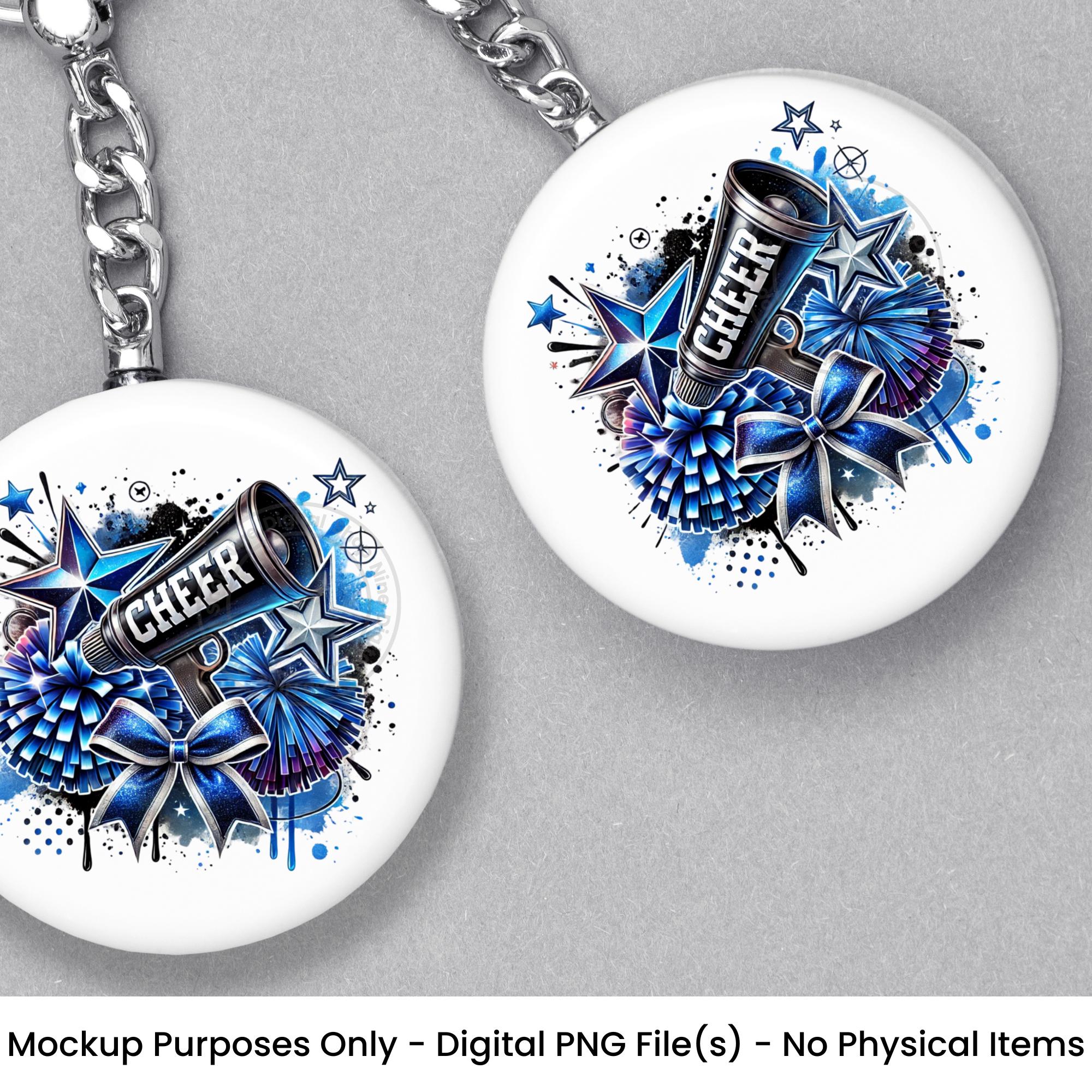 Royal Blue Black Silver Cheer Pom Poms and Megaphone Cheerleading PNG ...
