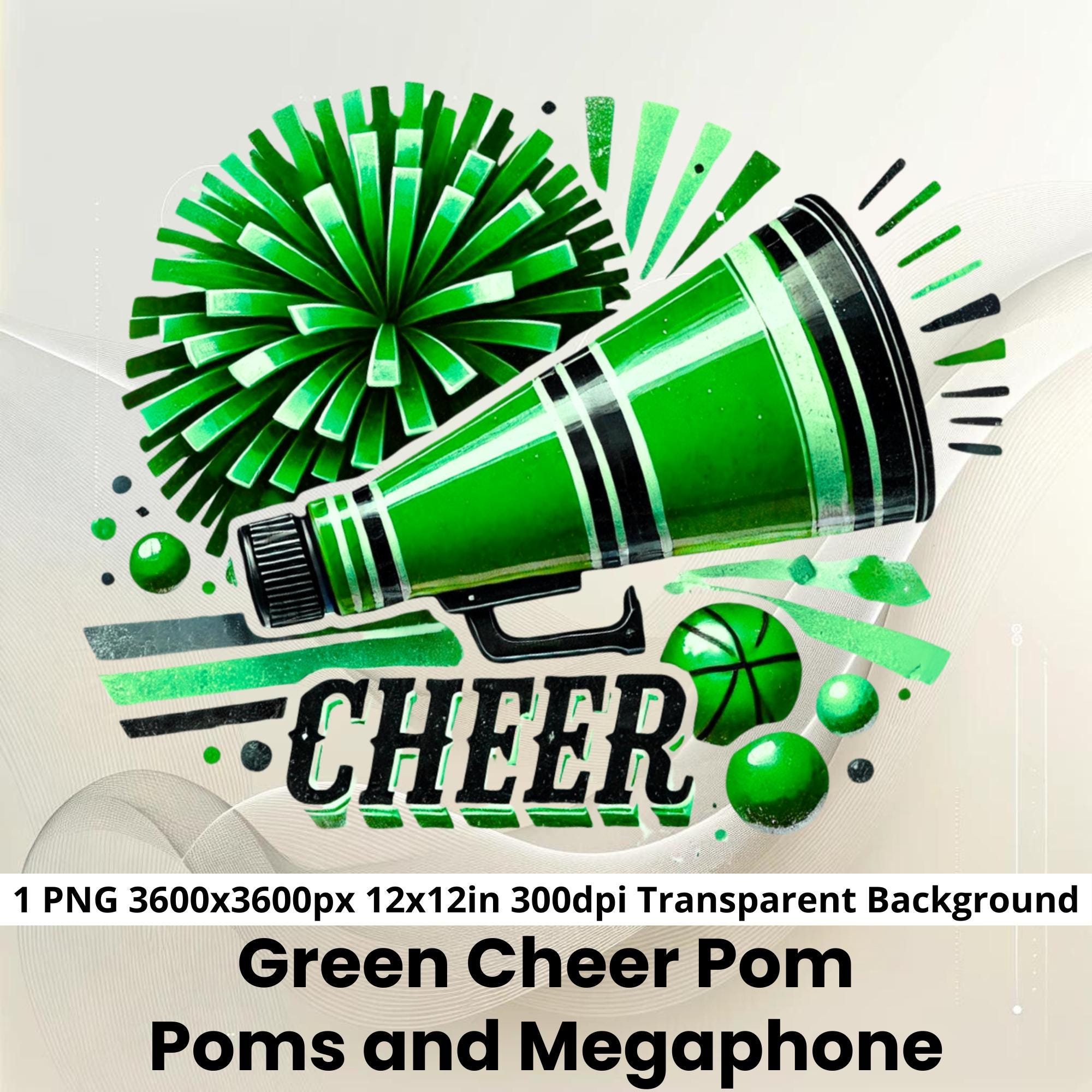 Green Cheer Pom Poms and Megaphone PNG Cheer Team Png Sports Day ...
