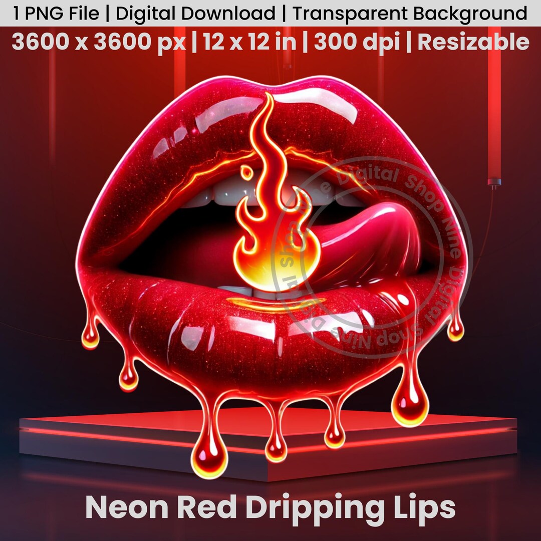 Neon Red Dripping Lips Png, Neon Glow Lips, Dripping Lips Clipart, Neon ...