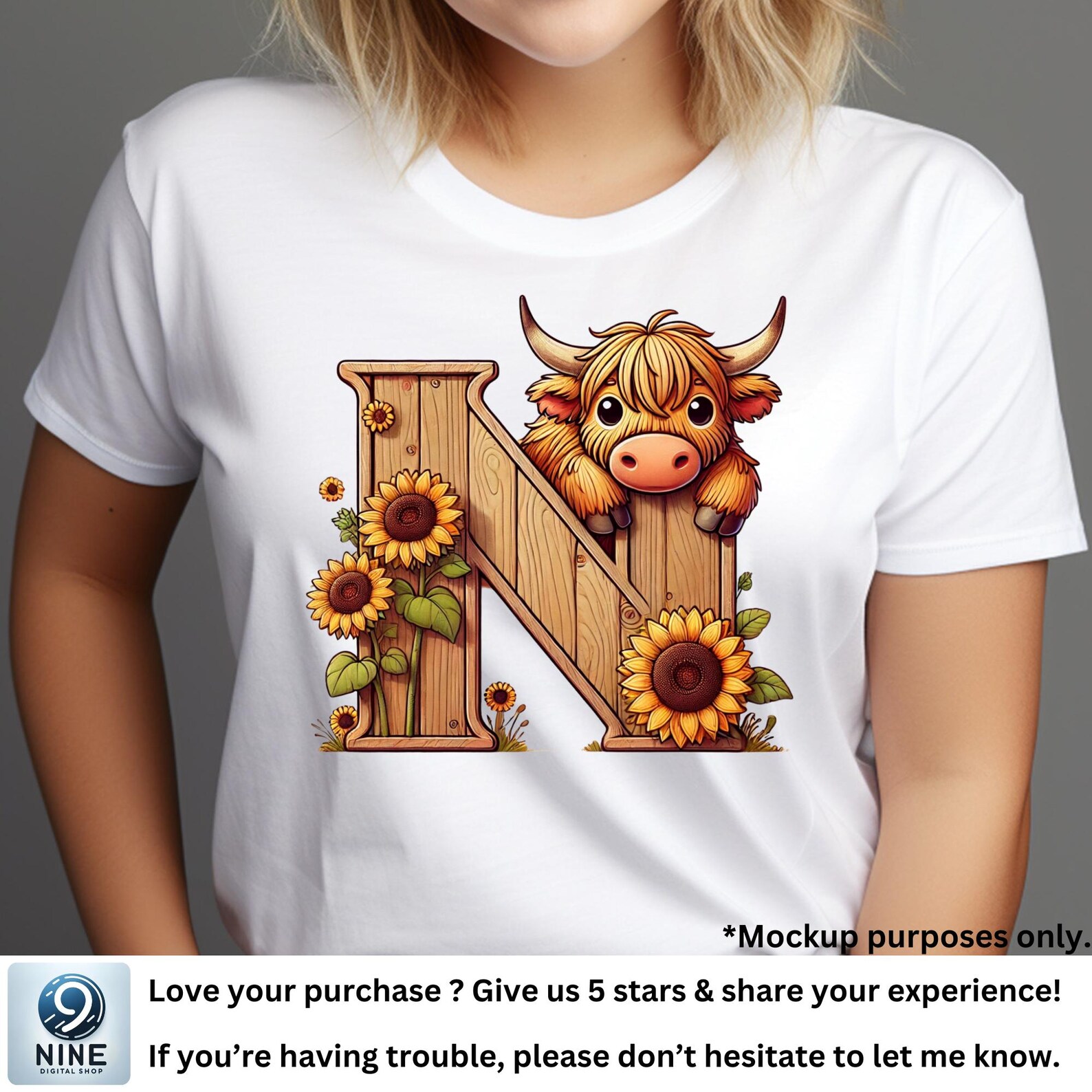 Highland Cow Alphabet Letter Png, Sunflower Highland Cow Png, Highland ...