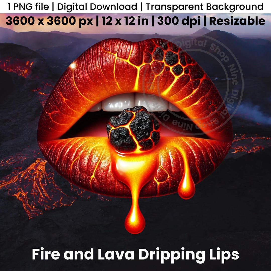 Fire and Lava Dripping Lips Png Art, Magma Dripping Lips Art, Nature ...