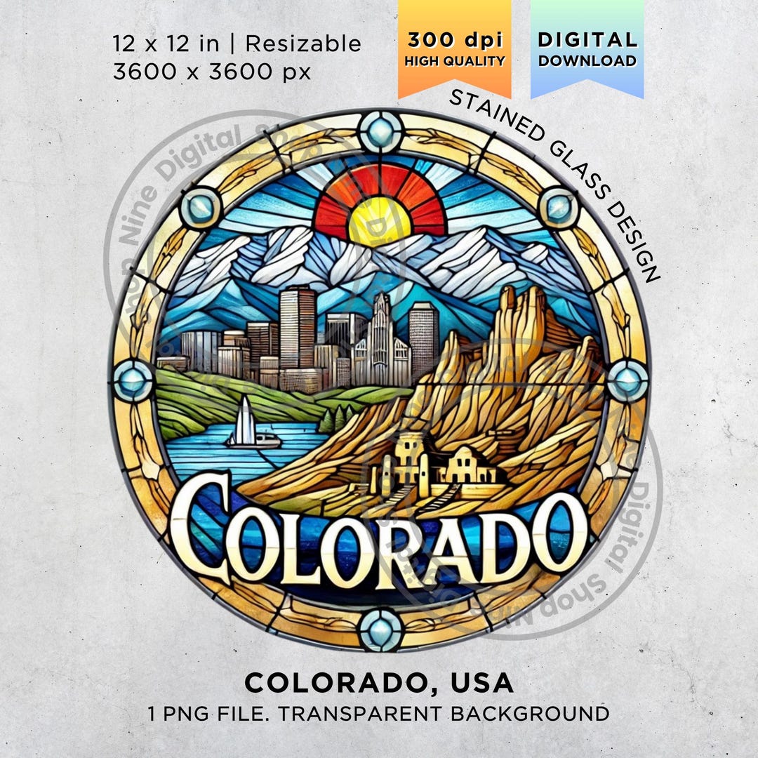 Colorado Stained Glass Png, Colorado Png Sublimation, Colorado Art ...
