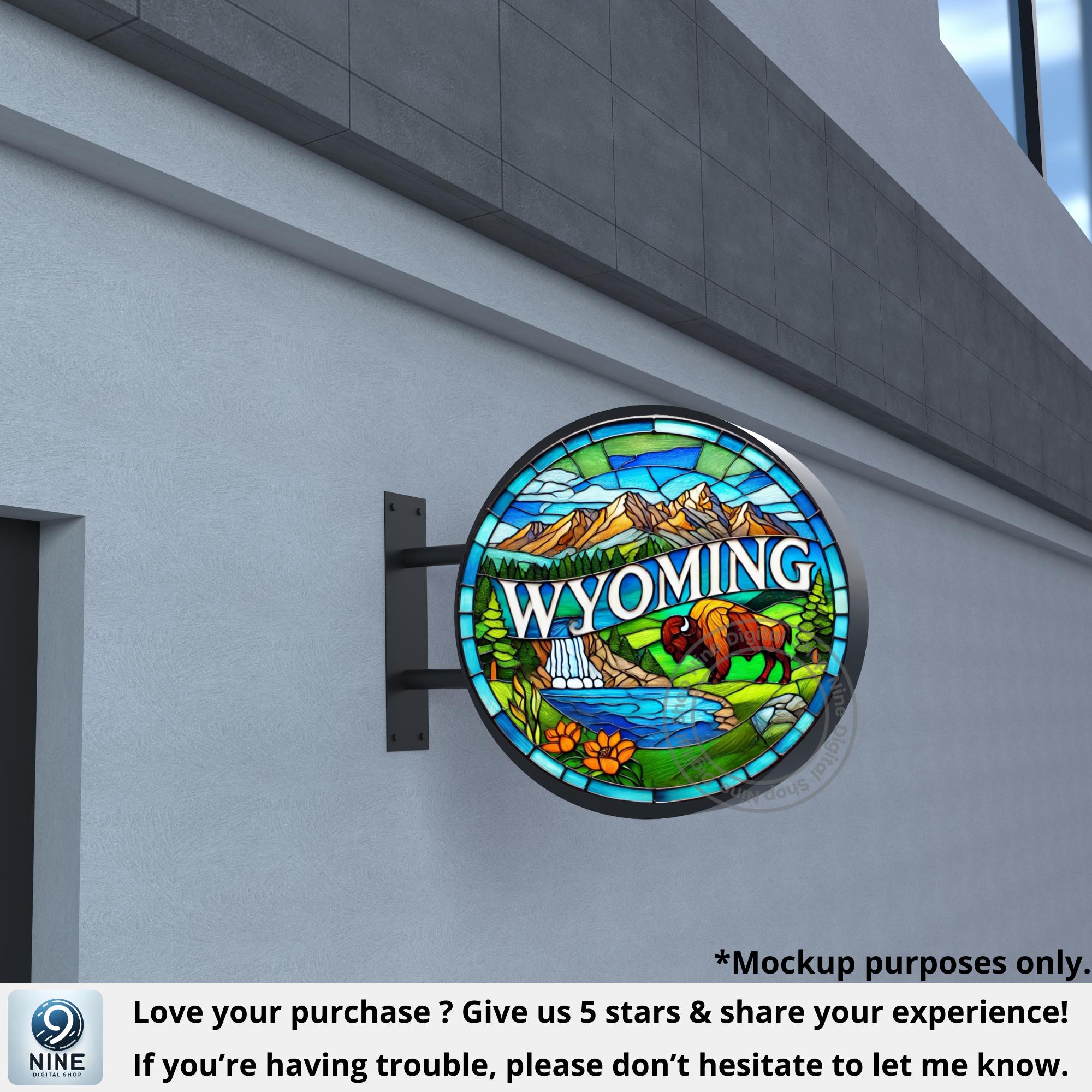Wyoming Stained Glass PNG, Wyoming Art Prints, USA States Stained Glass ...
