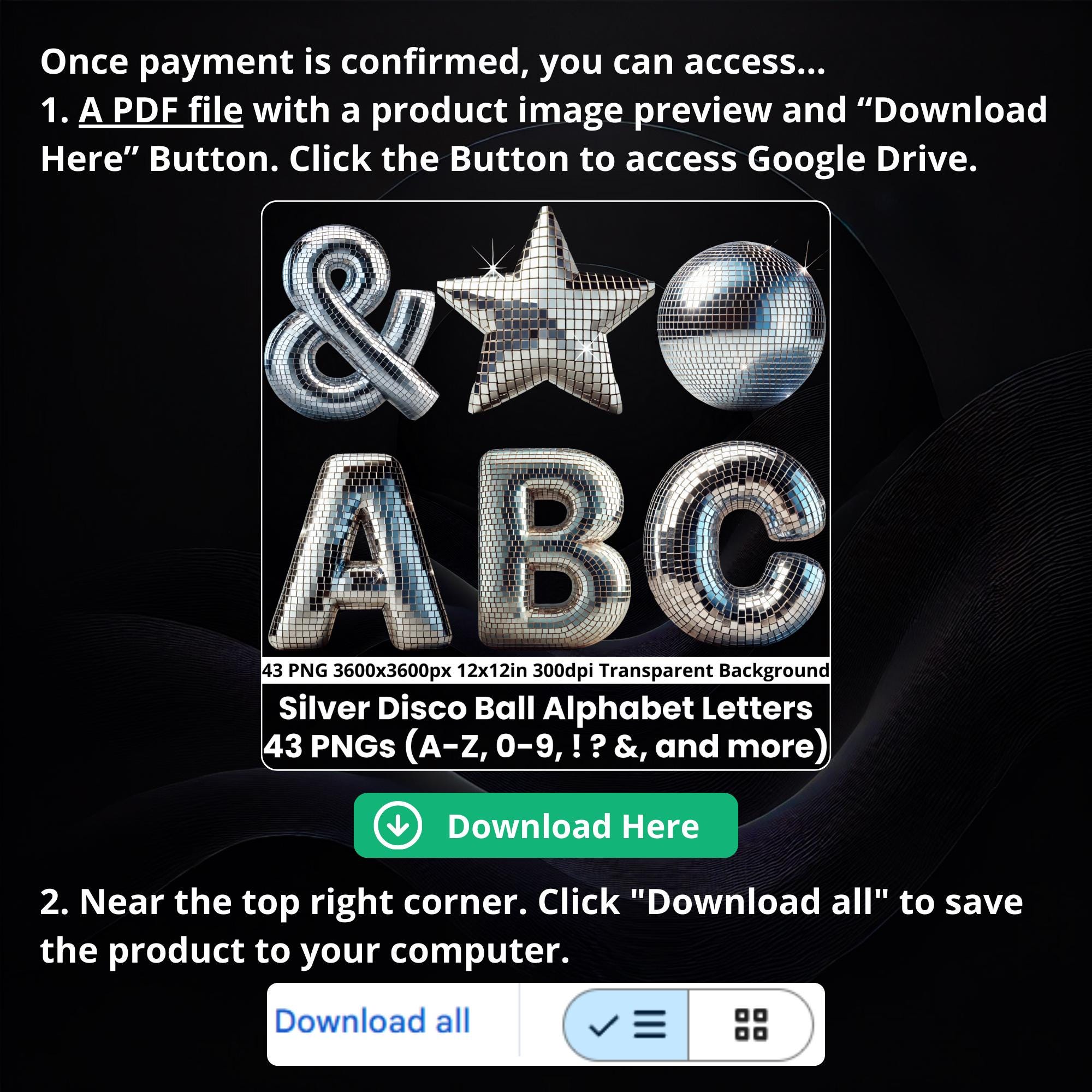 Retro Silver Disco Ball Letters Alphabet Font Png Clipart Groovy ...