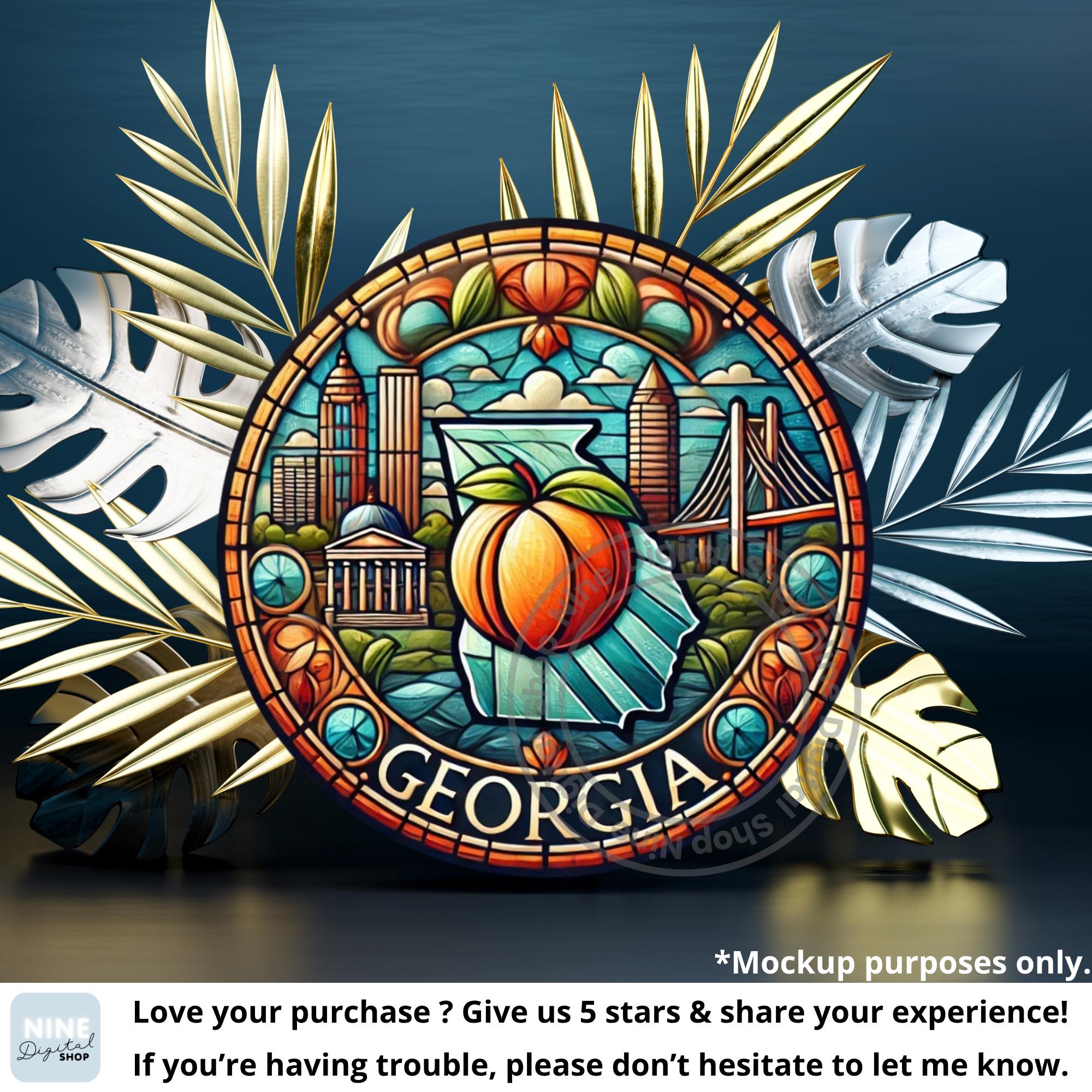Georgia Png File, USA States Stained Glass Png, Georgia Stained Glass ...