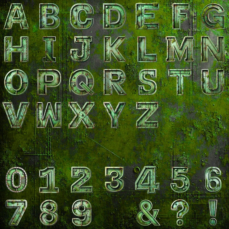 Green Alphabet Letters, Rusty Alphabet, PNG Alphabet, Rusty Letters ...