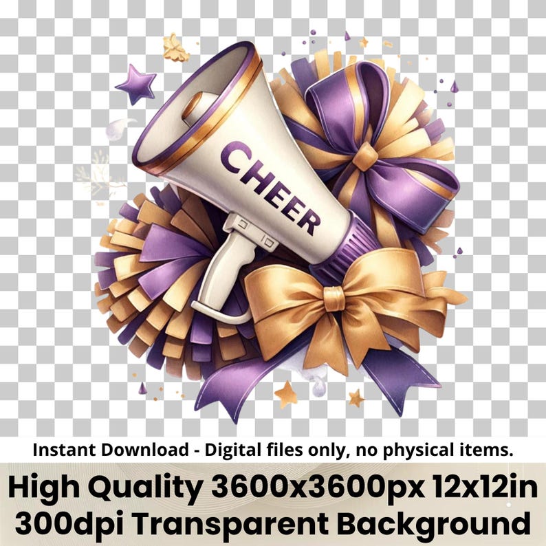 Cheer Gold Cheer Purple and Gold Cheer Pom Poms Cheer Megaphone ...