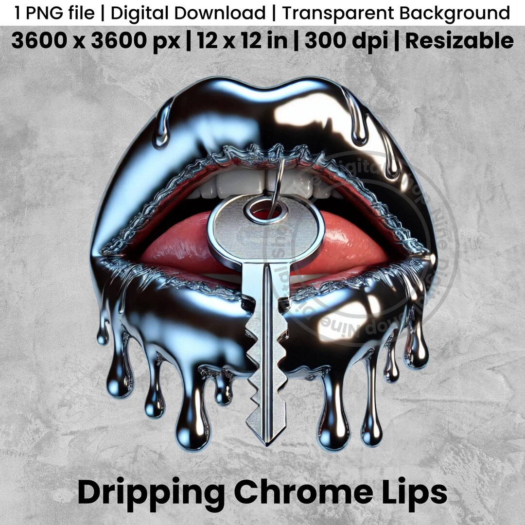 Chrome Dripping Lips Png Art, Chrome Dripping Lips Art, Dripping ...