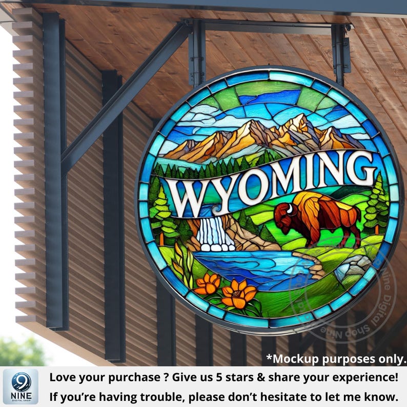 Wyoming Stained Glass PNG, Wyoming Art Prints, USA States Stained Glass ...
