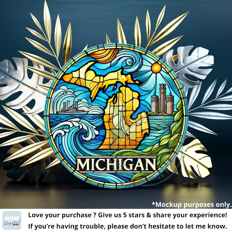 Michigan Stained Glass PNG, USA States Stained Glass Png, Michigan ...