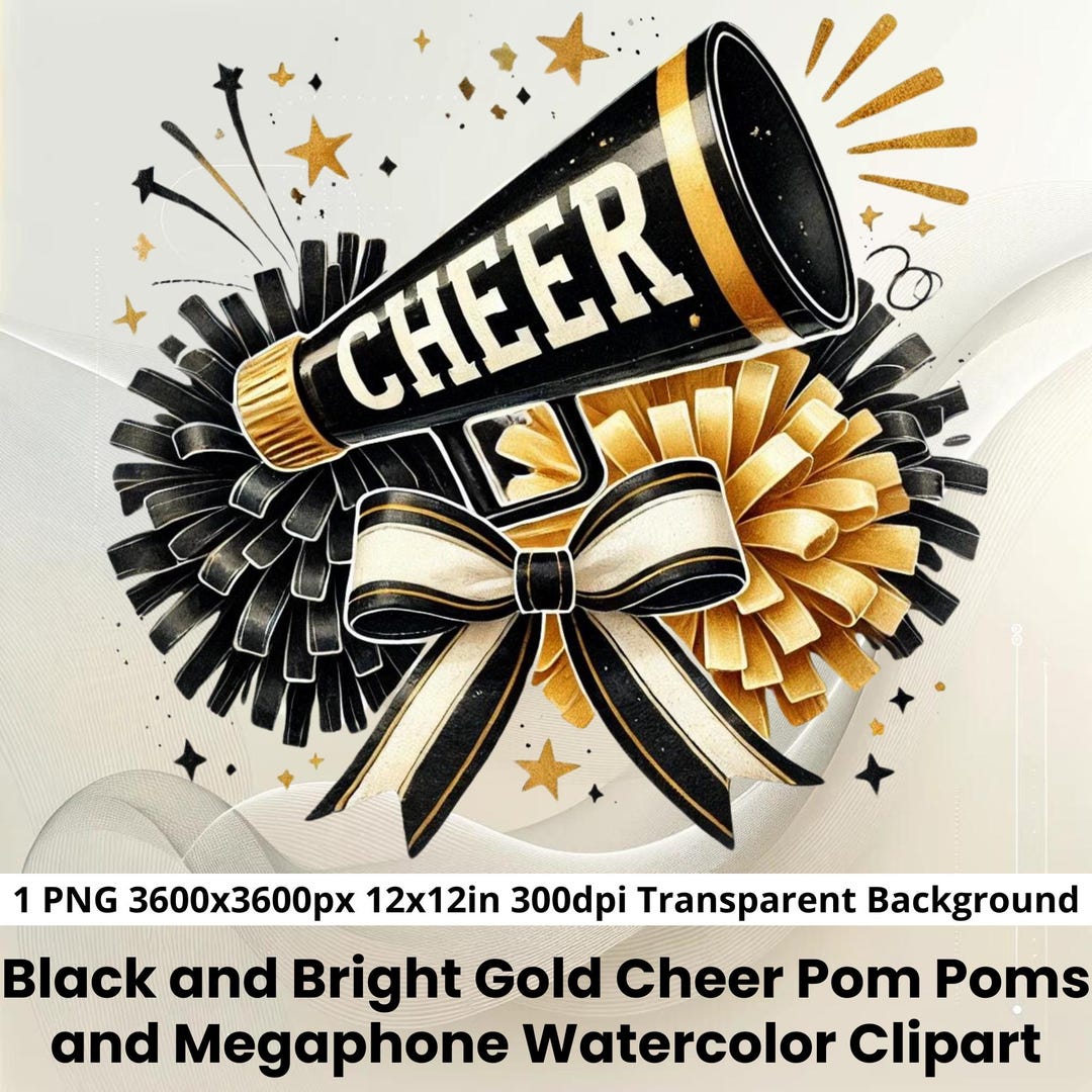 Cheer Black and Gold Cheer Gold Cheer Pom Pom Png Cheer Pom Poms and ...