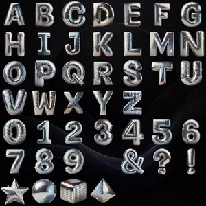 Retro Silver Disco Ball Letters Alphabet Font Png Clipart Groovy ...