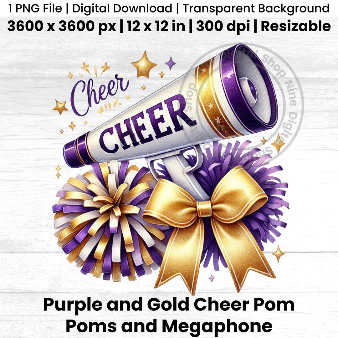 Cheer Purple and Cheer Gold Cheer Pom Pom Png Cheer Pom Poms and ...