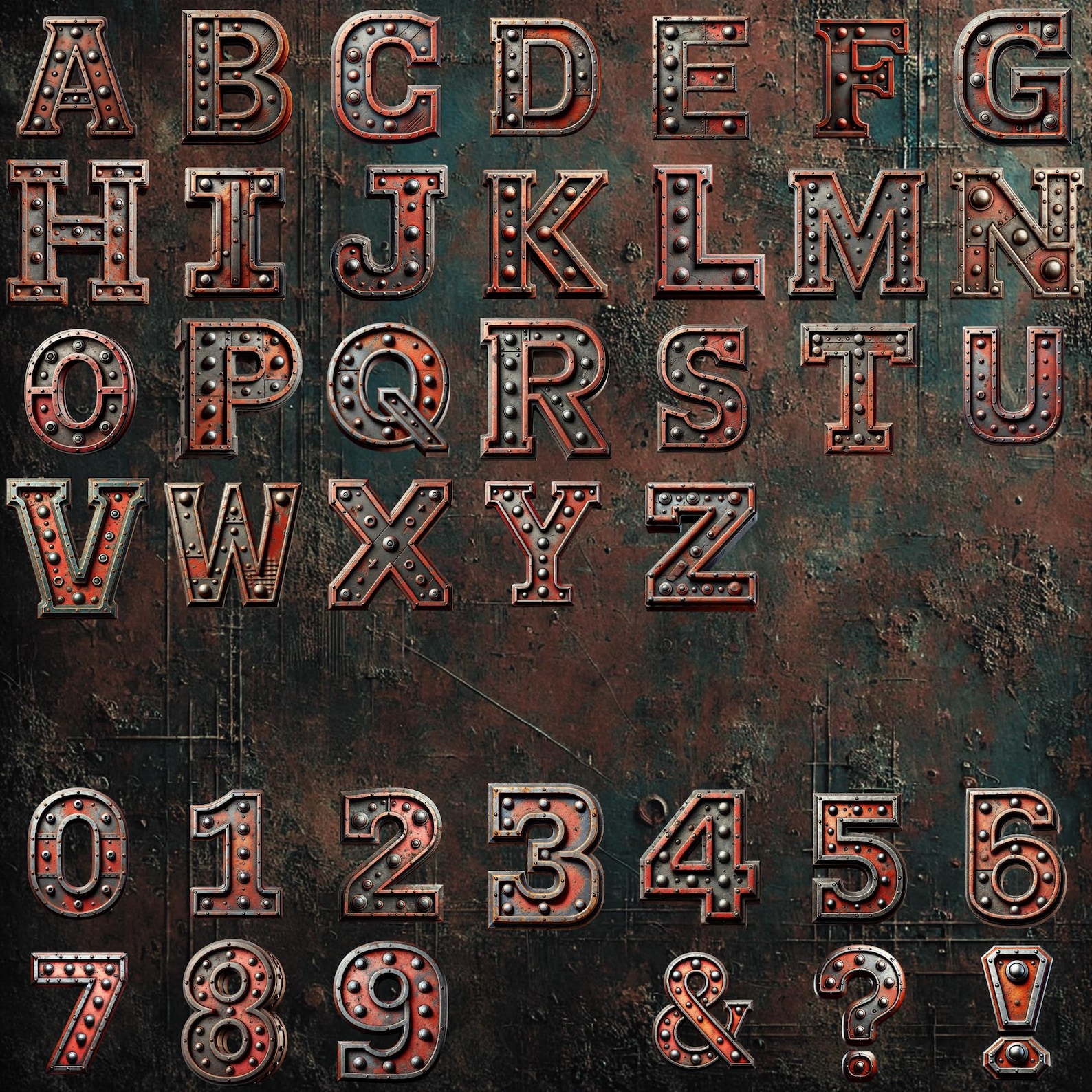 Red Alphabet Letters, Rusty Alphabet, PNG Alphabet, Rusty Letters ...