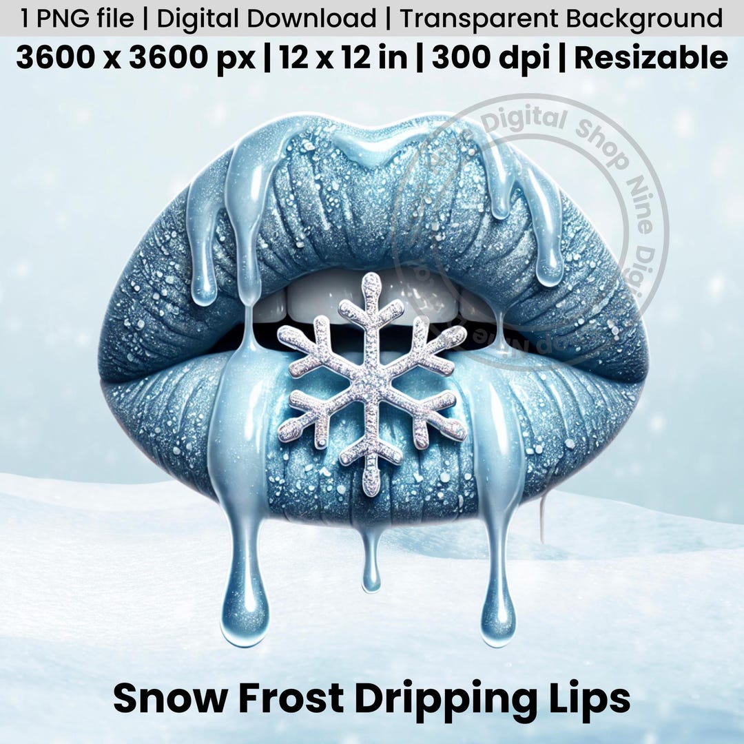 Snow Frost Dripping Lips Png, Blue Snow Ice Cool Freeze Winter Dripping ...