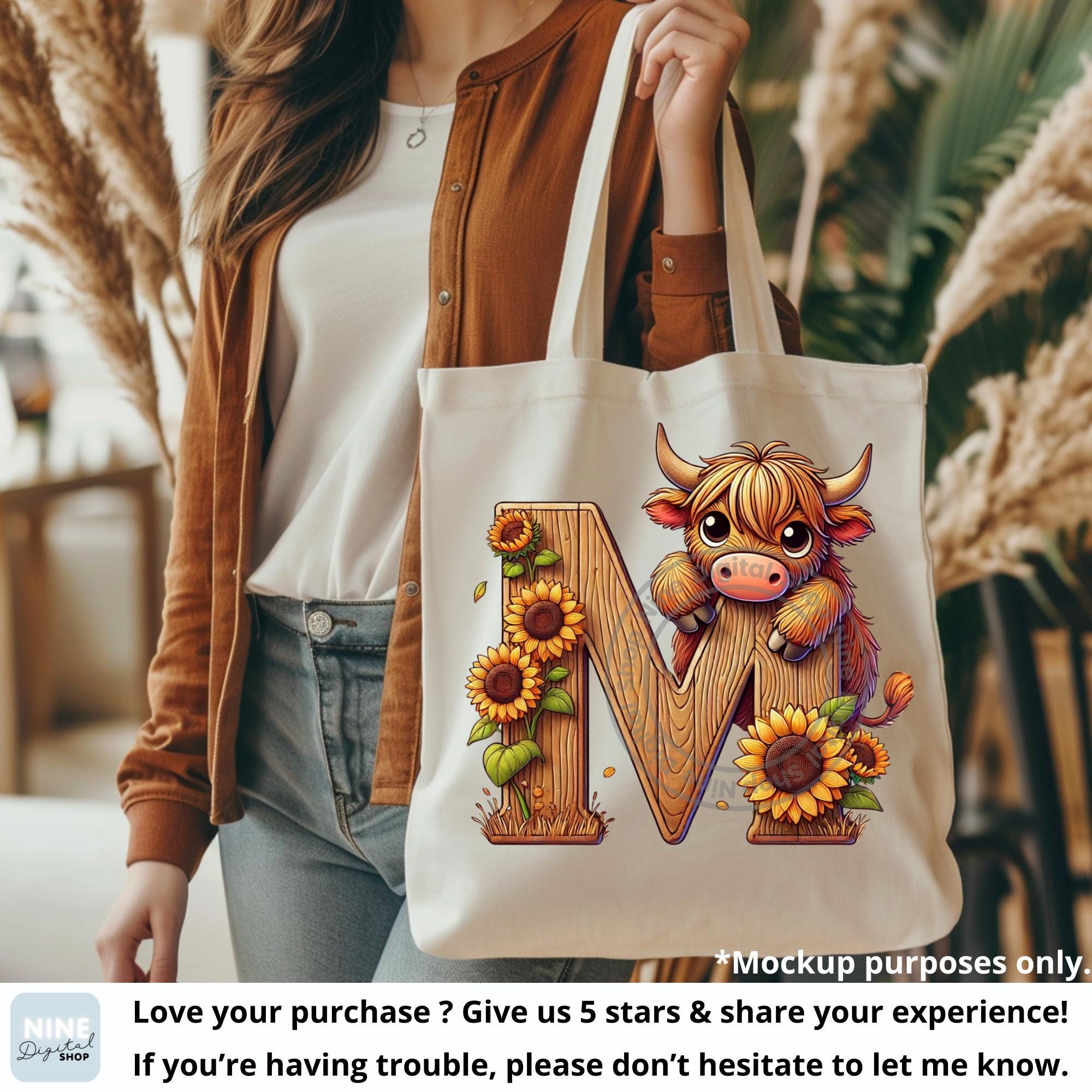 Highland Cow Alphabet Letter Png, Sunflower Highland Cow Png, Highland ...