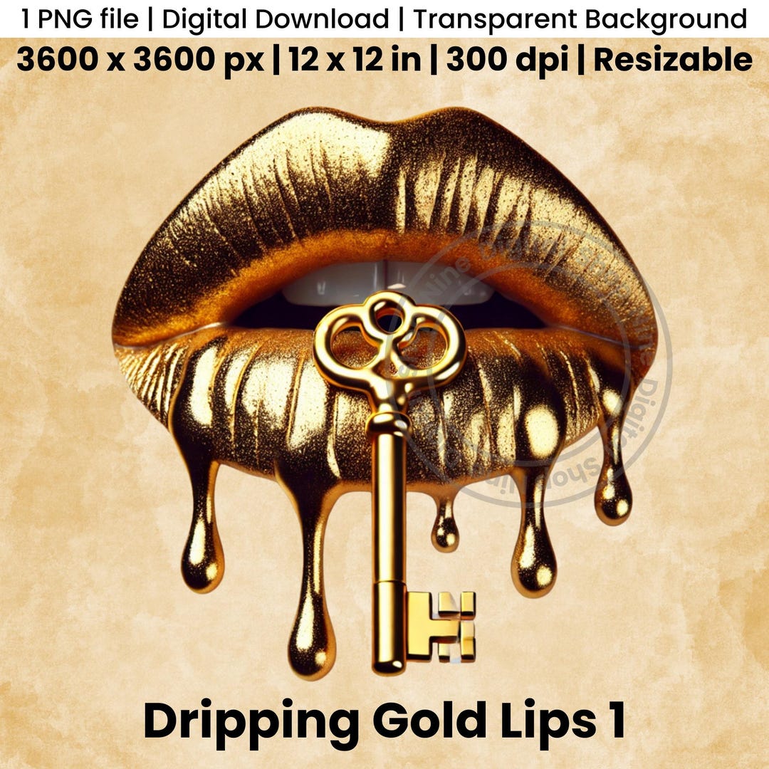 Gold Dripping Lips Png Artwork, Gold Dripping Lips Art, Dripping ...