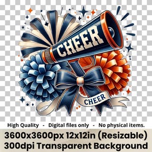 Cheer Orange Cheer Blue Png Cheer Pom Poms Cheer Megaphone Cheerleading ...