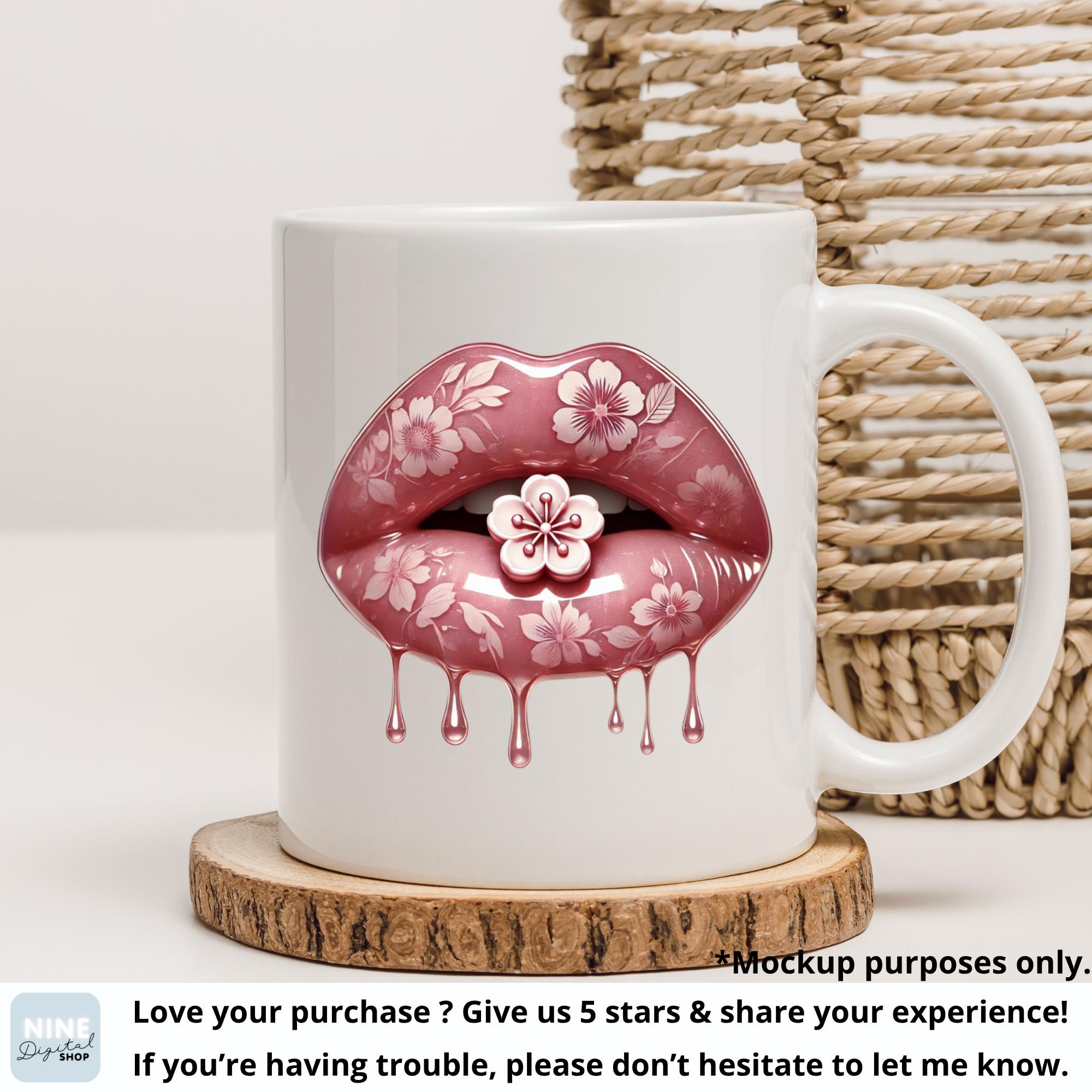 Pink Floral Dripping Lips Png Clip Art, Pink Nature Flower Blossom ...