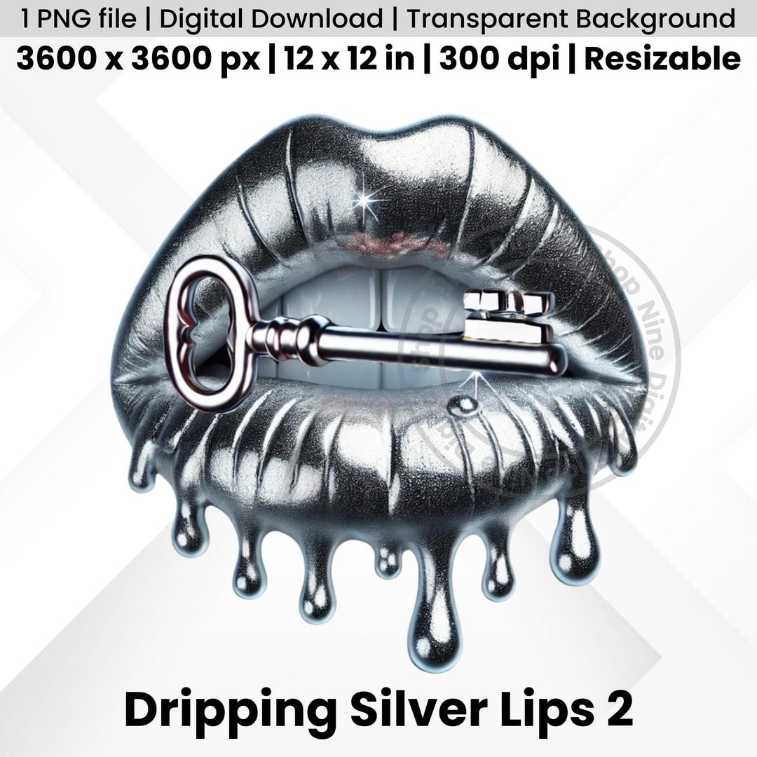 Silver Dripping Lips Png Art, Silver Dripping Lips Art, Dripping ...