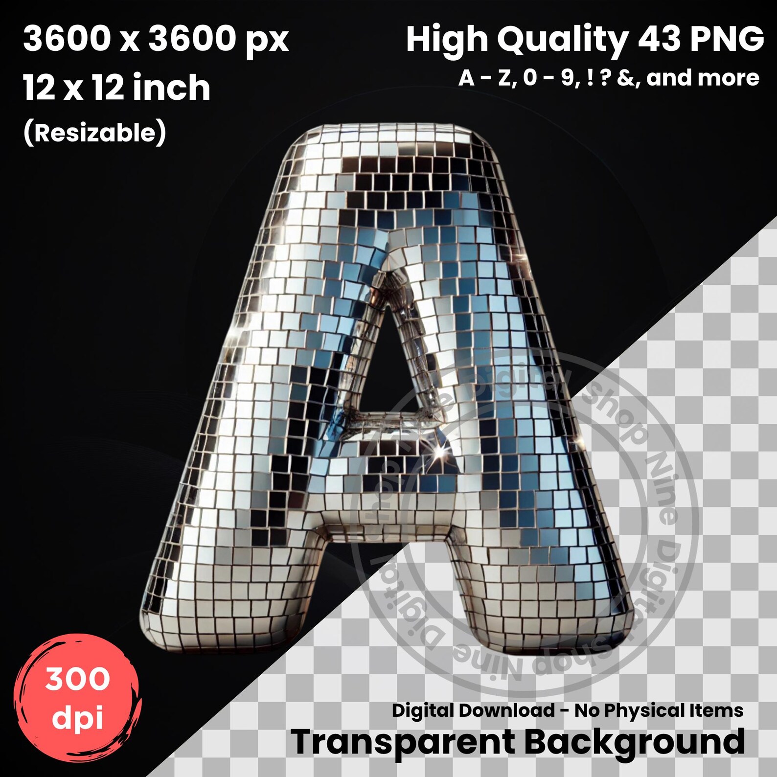 Retro Silver Disco Ball Letters Alphabet Font Png Clipart Groovy ...