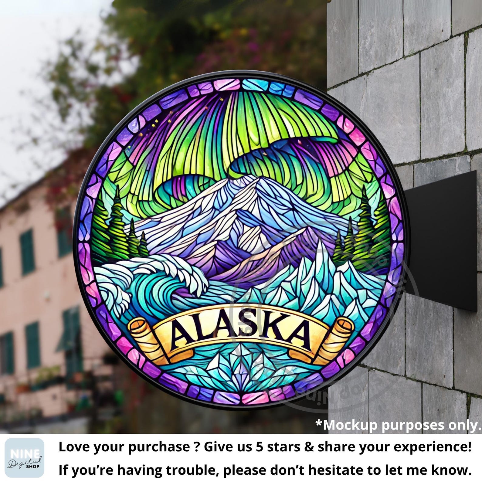 Alaska Png, Alaska Stained Glass Png, Stained Glass Printable, USA ...