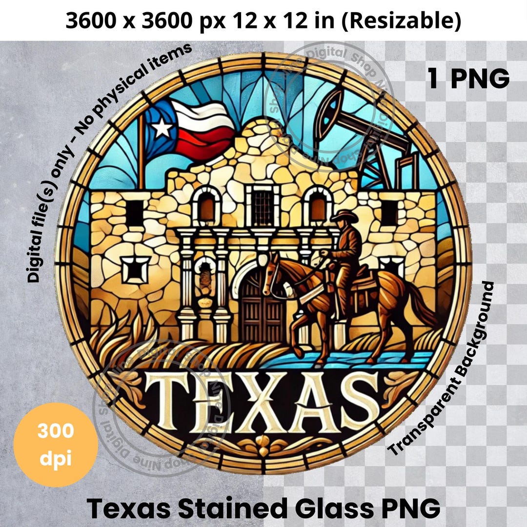 Texas Stained Glass PNG, Texas Art Prints, USA States Stained Glass Png ...
