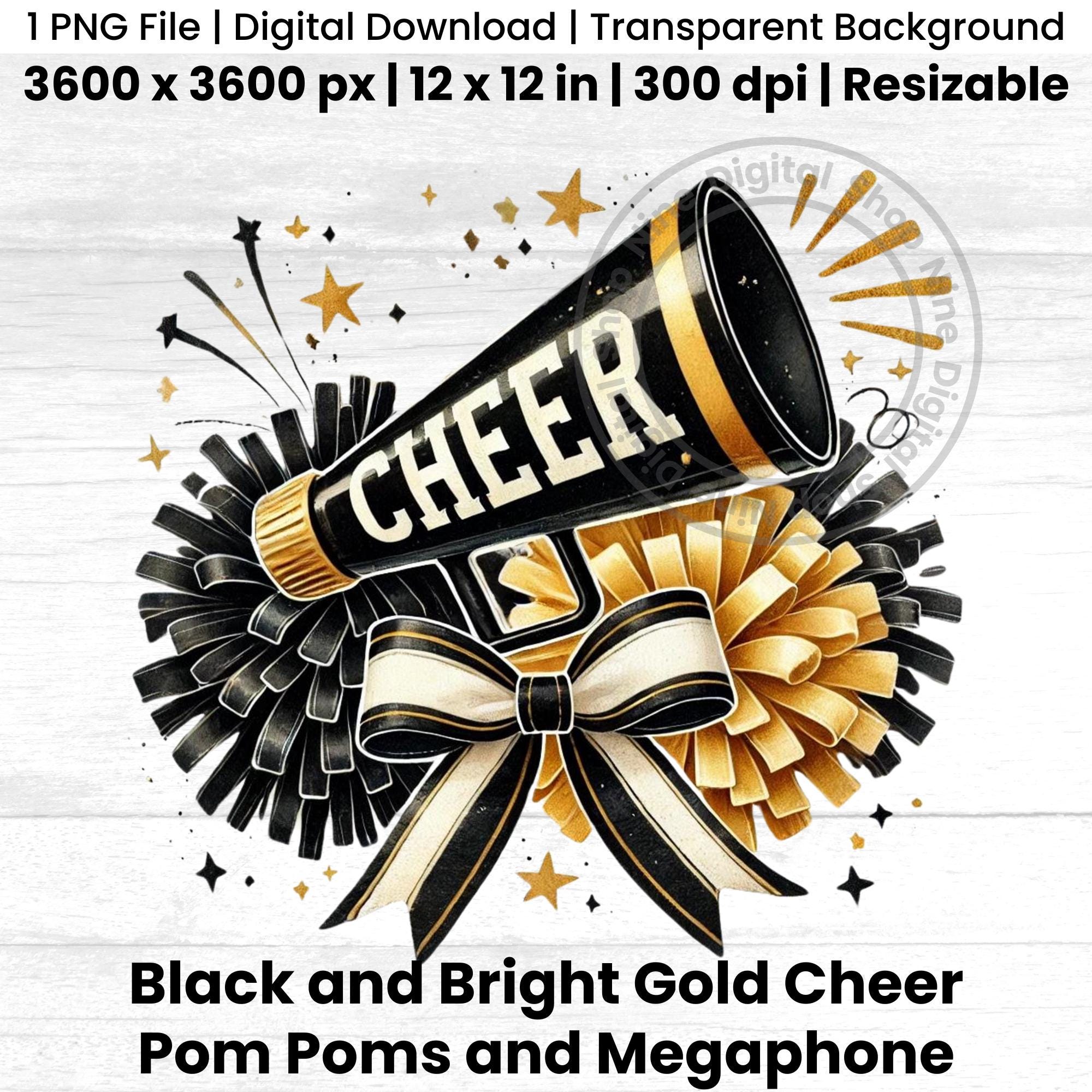 Cheer Black and Gold Cheer Gold Cheer Pom Pom Png Cheer Pom Poms and ...