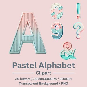Pastel Alphabet Clipart Png, Alphabet Png, Letters Png, Pastel Color ...