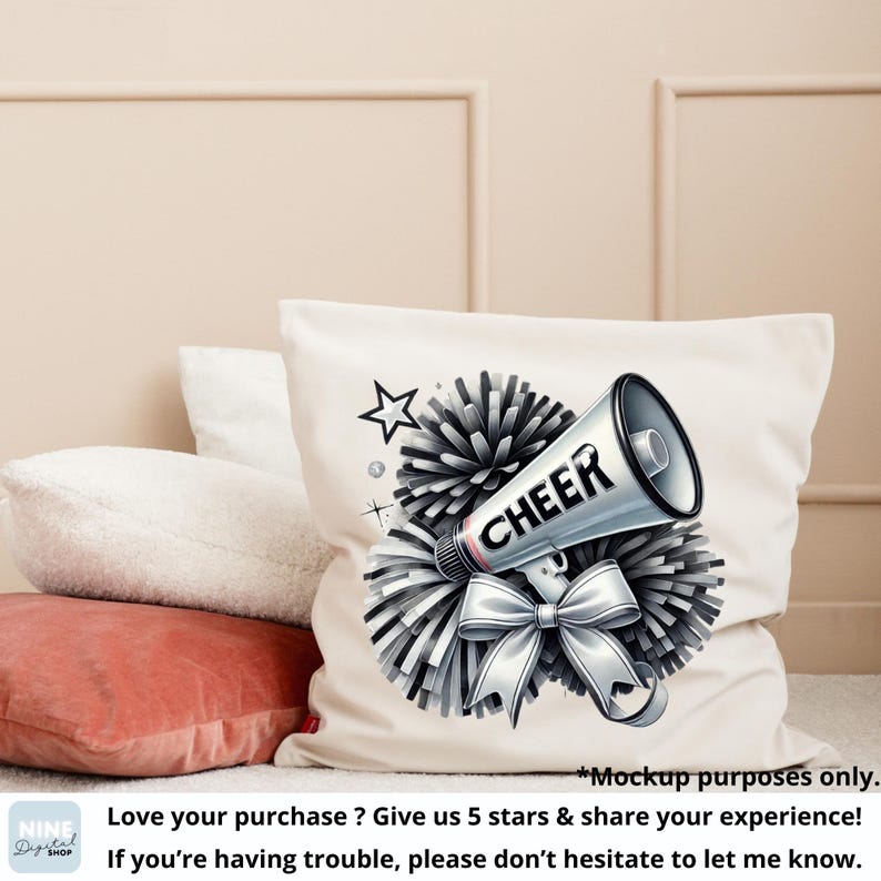 Cheer Pom Poms, Cheer Black, Cheer Silver, and Megaphone, Cheer Png for ...