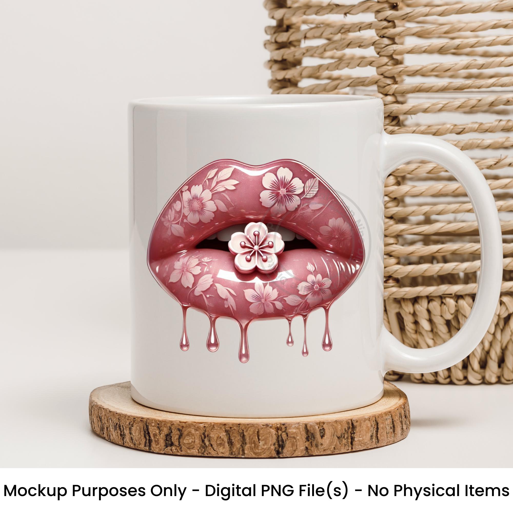 Pink Floral Dripping Lips Png Clip Art, Pink Nature Flower Blossom ...