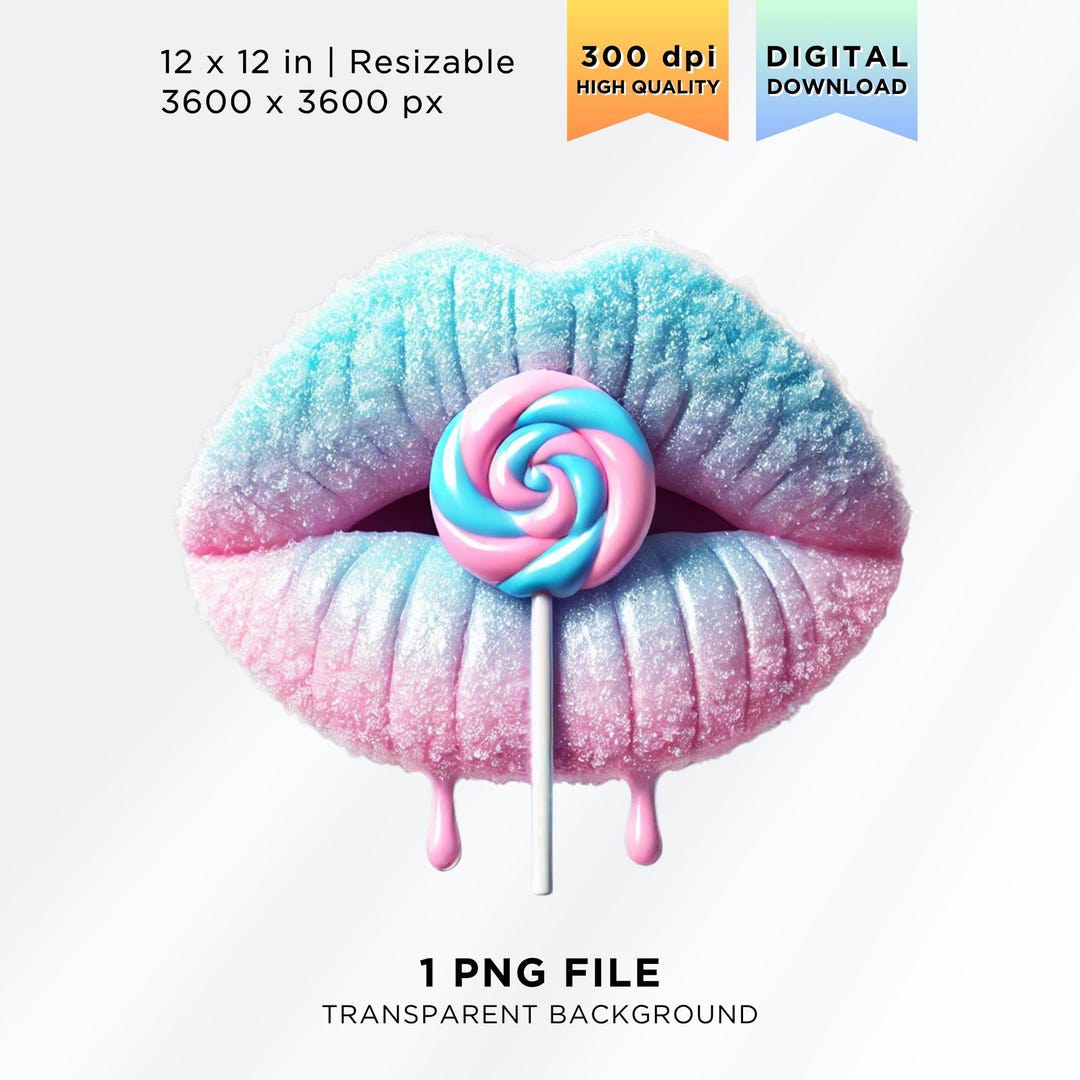 Cotton Candy Dripping Lips Png, Lollipop Dripping Lips Png, Candy ...