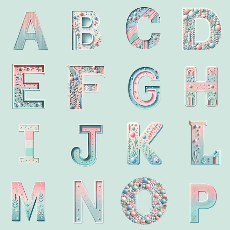 Pastel Alphabet Clipart Png, Alphabet Png, Letters Png, Pastel Color ...