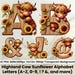 Highland Cow Alphabet Letter Png, Sunflower Highland Cow Png, Highland ...