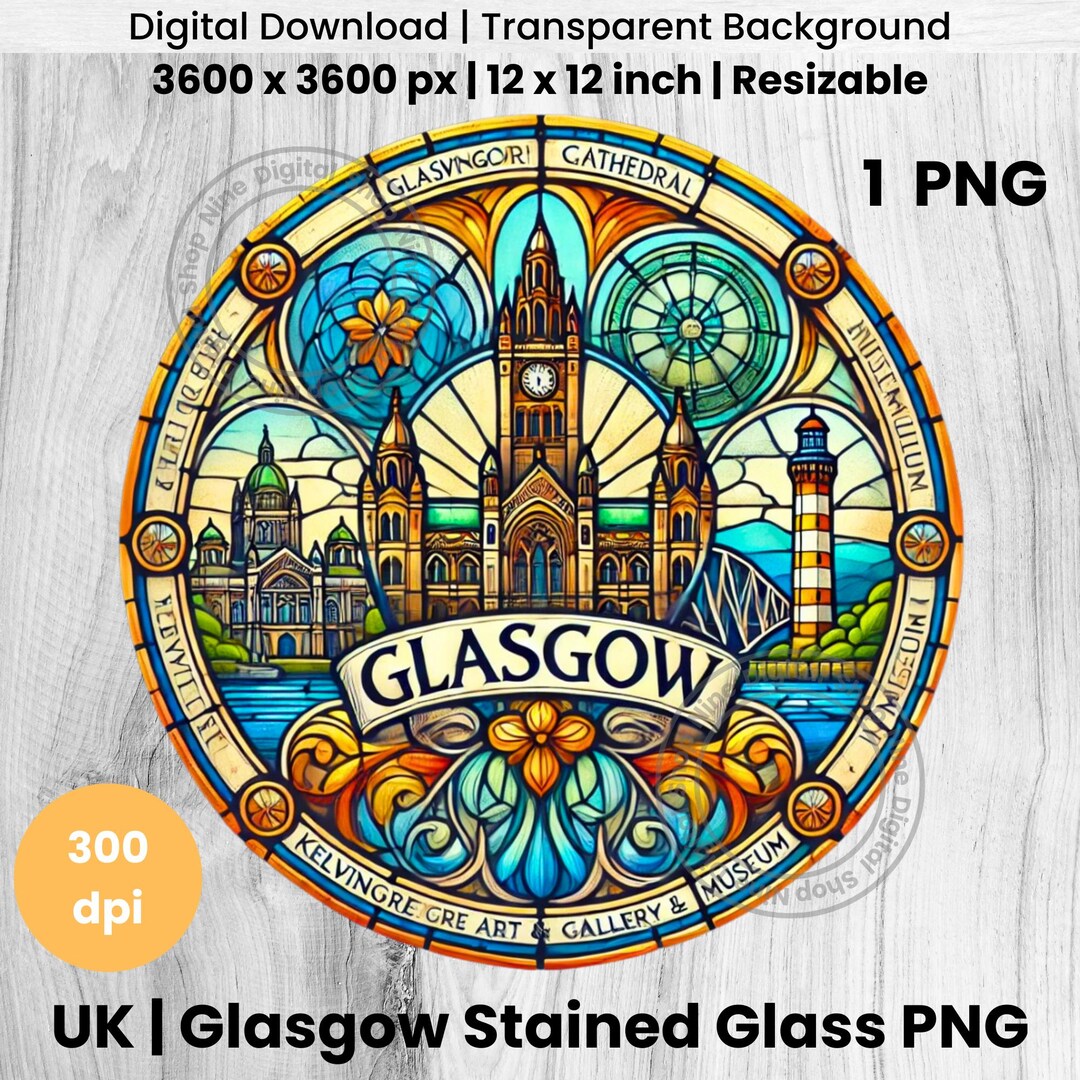 Glasgow Scotland Stained Glass Png, Glasgow Scotland Faux Stained Glass ...