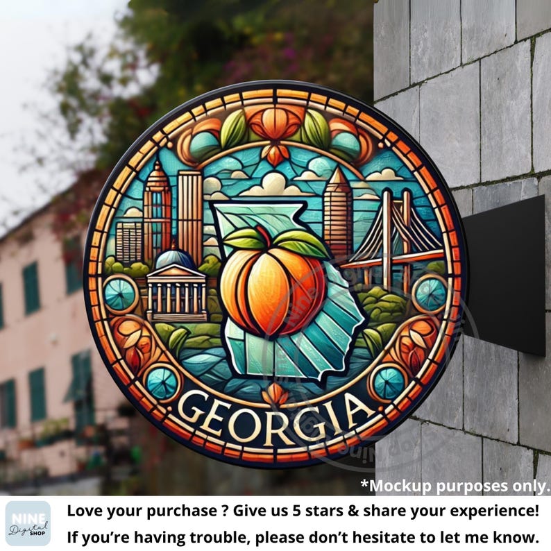 Georgia Png File, USA States Stained Glass Png, Georgia Stained Glass ...