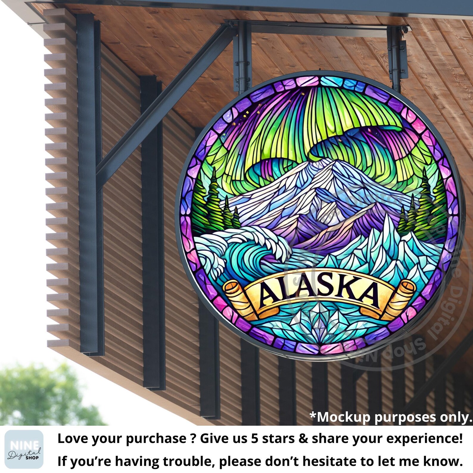 Alaska Png, Alaska Stained Glass Png, Stained Glass Printable, USA ...