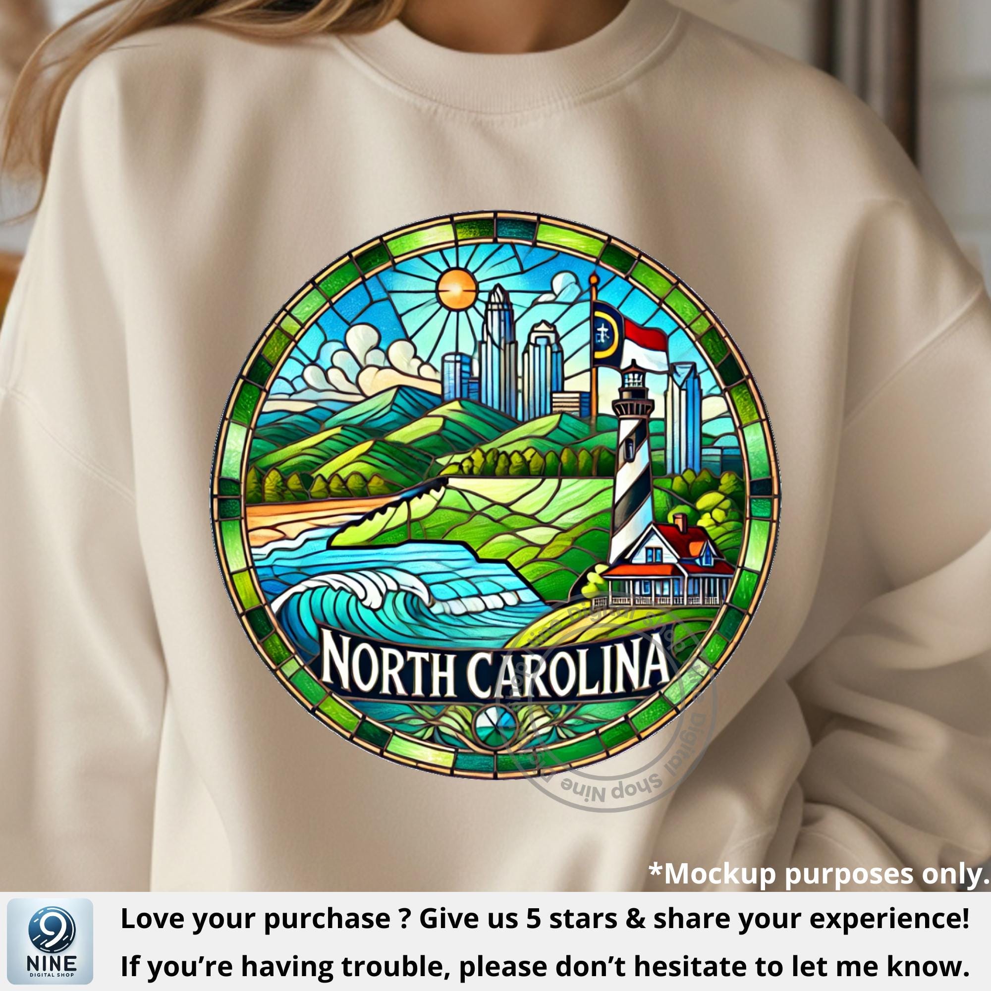 North Carolina Stained Glass Png, North Carolina Print Png, Stained ...