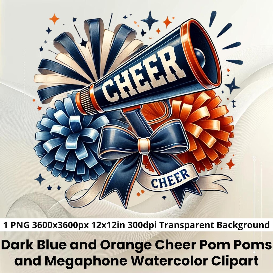Cheer Orange Cheer Blue Png Cheer Pom Poms Cheer Megaphone Cheerleading ...