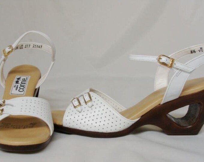 Vintage 70s 80s White YoYo Shoes Sandals Wedgies 8.5M | Etsy