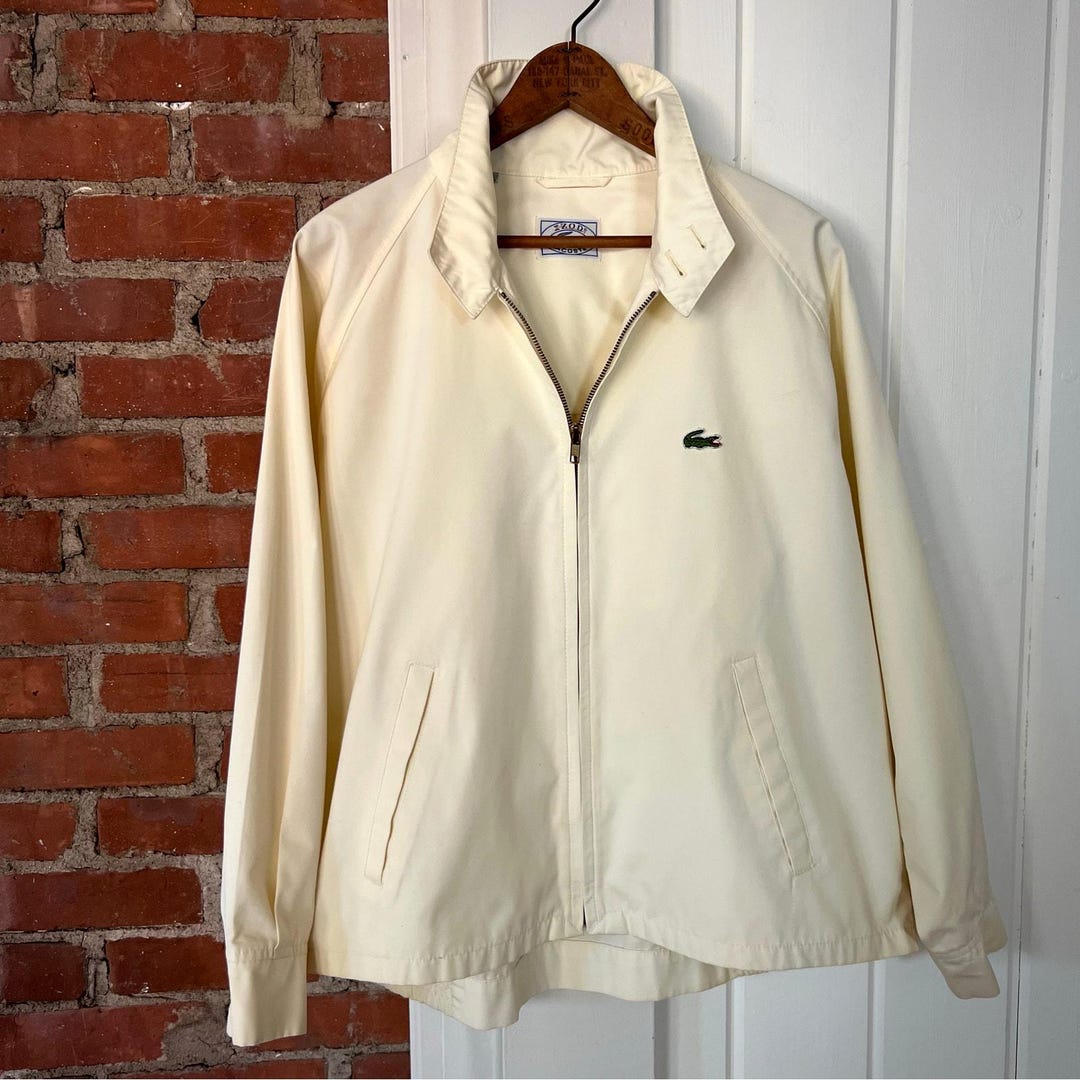 Vintage 90s Izod Lacoste Cream Harrington Jacket Men’s XL Zip Front ...