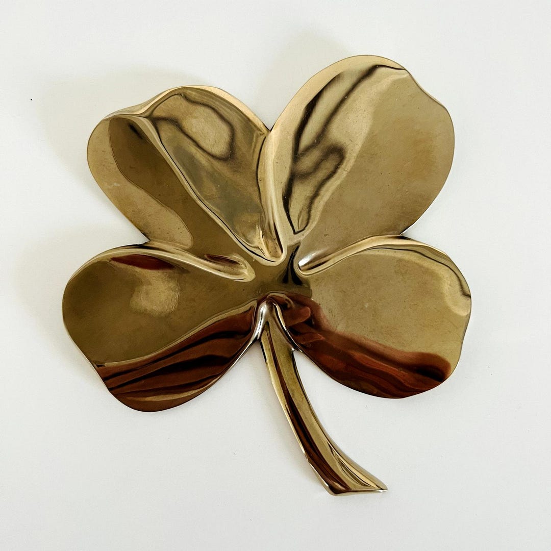 Vintage Gerity 24K Gold Plated Brass Lucky 4 Leaf Clover Irish ...
