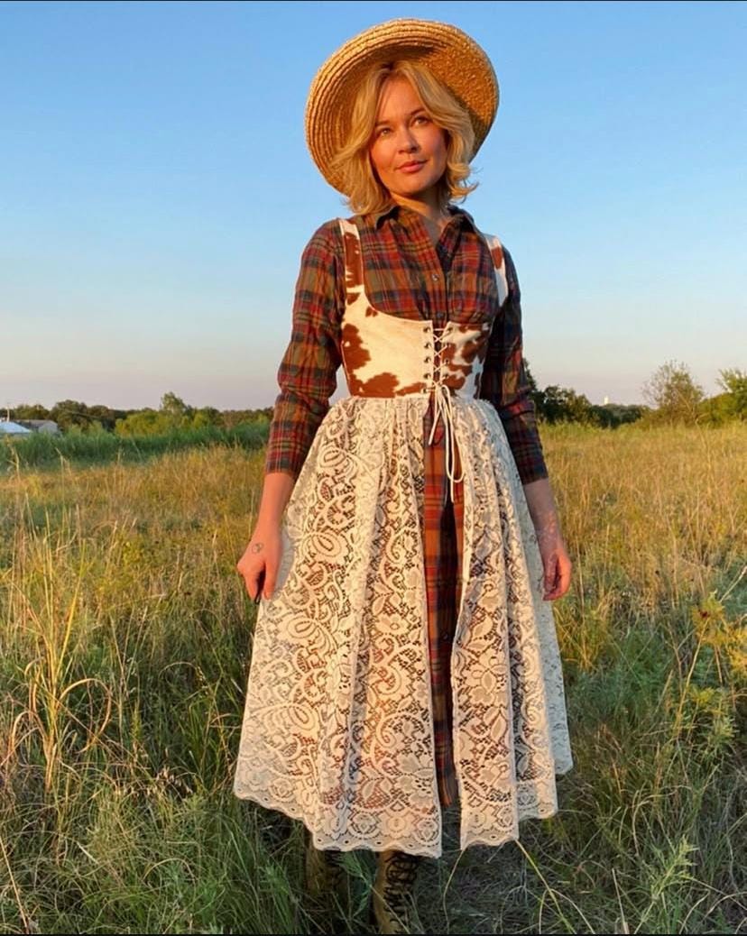 Corset Duster Sewing Pattern Lace Dress Dirndl Belt Cottagecore Pattern ...
