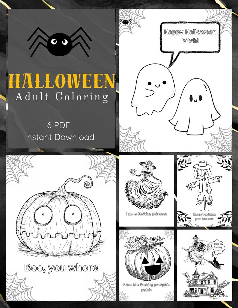 Adult Halloween Coloring Pages - Etsy