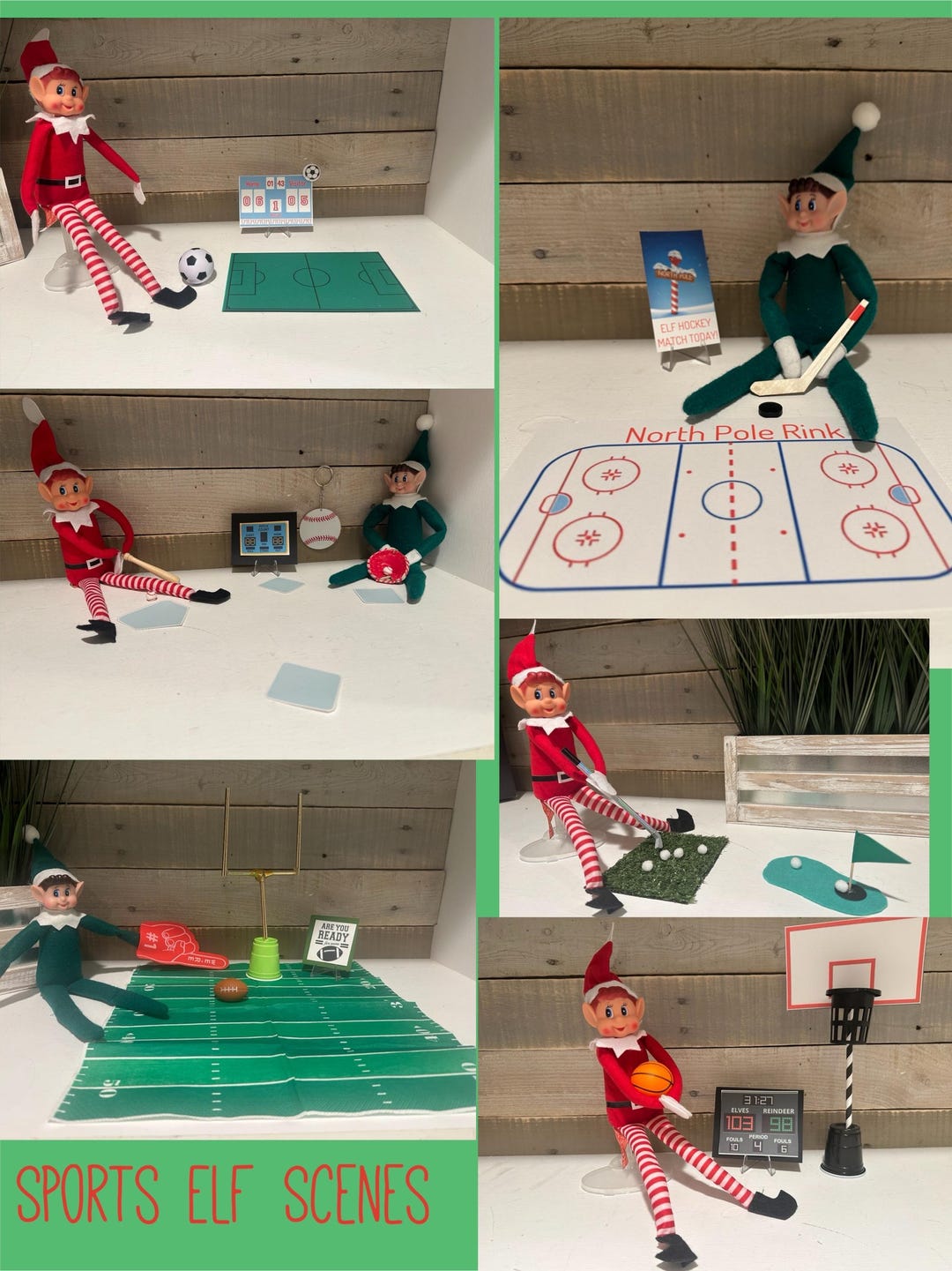 Sports 6 Days of Elf Scenes - Etsy