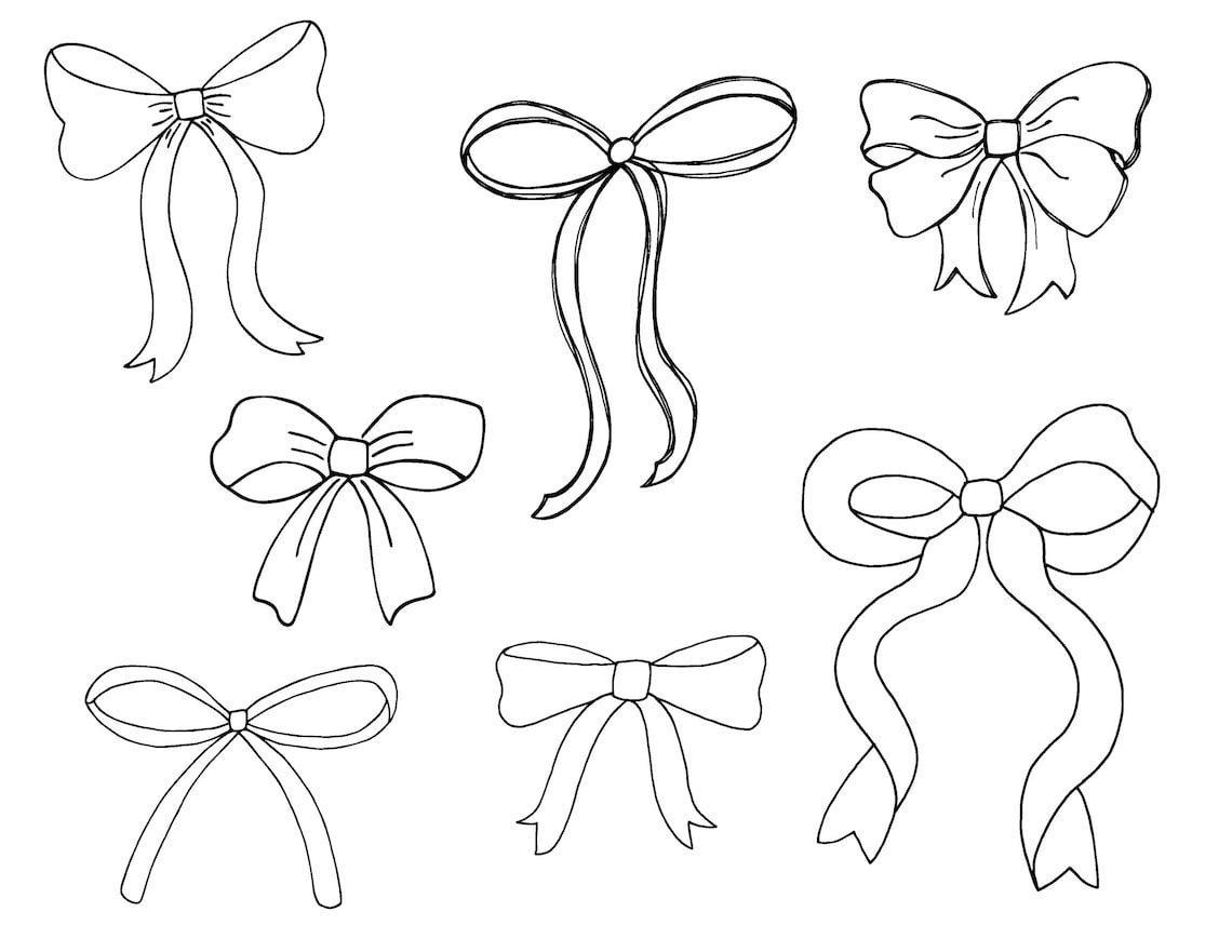 Hand Drawn Bow Bundle - Etsy