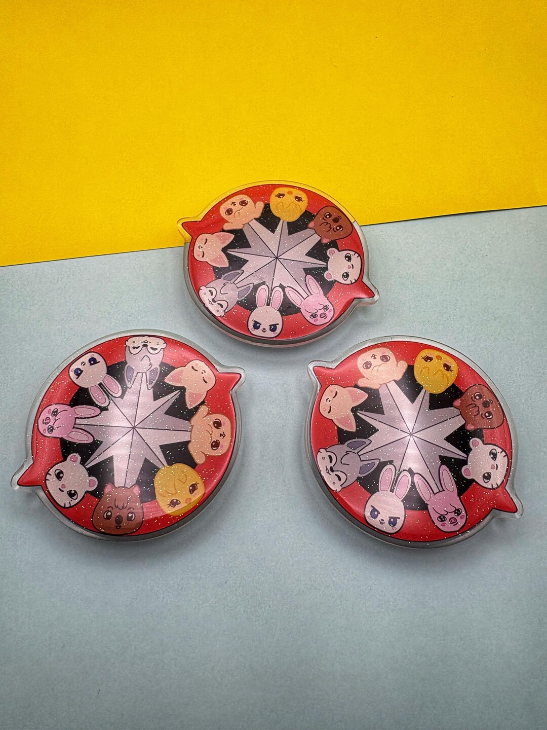 Stray Kids SKZOO Glittery Phone Grip – Hand-drawn Characters & Compass ...