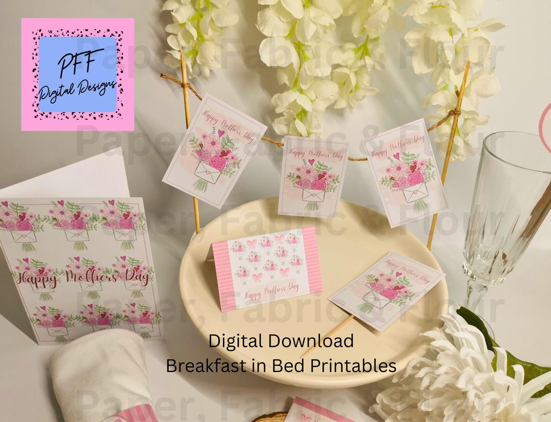 Mothers Day Breakfast in Bed Printable Set, Mothers Day Breakfast ...