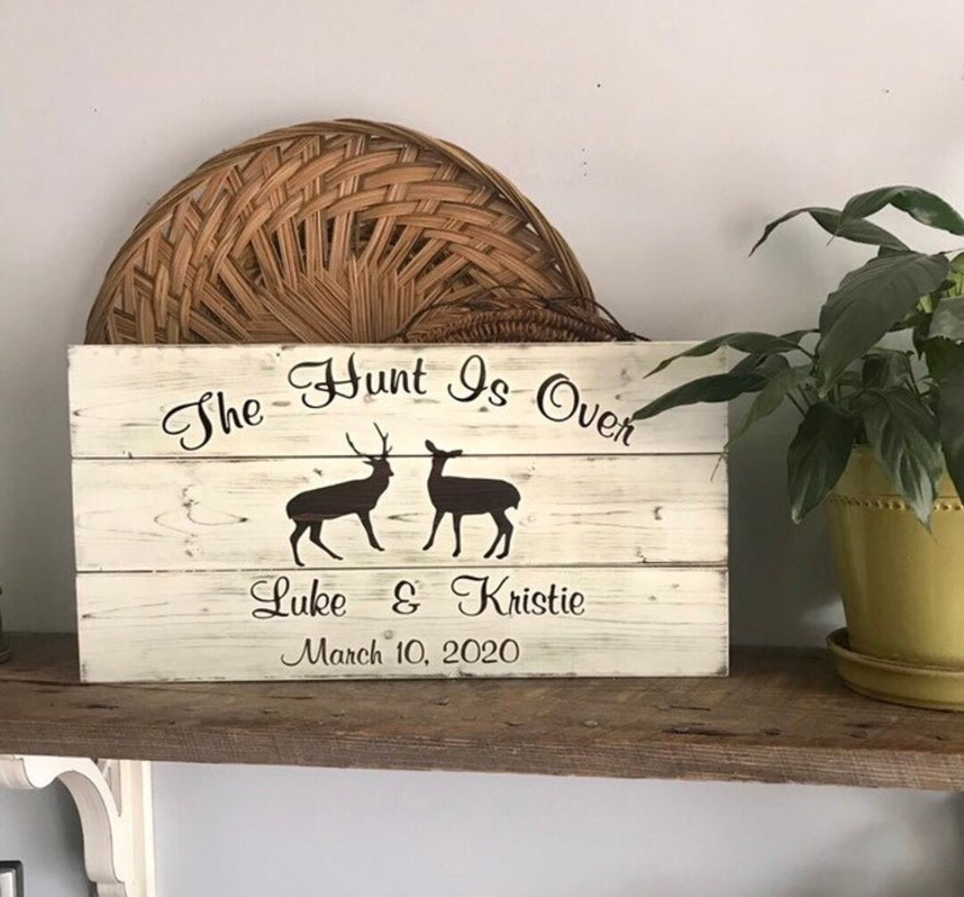 Last Name Sign, Established Date Sign, Wood Deer Sign, Rustic Home ...