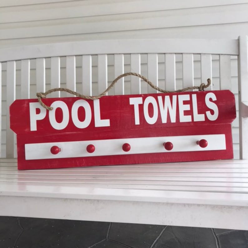 Pool Signs Swimming Pool Decor Towel Rack Personalized Dad | Etsy
